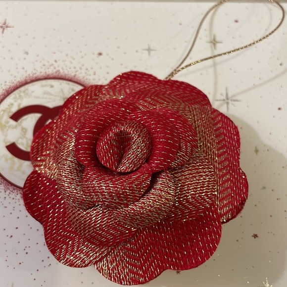 CHANEL | Other | Authentic Chanel Red Camellia Flower Decor Ornament ...